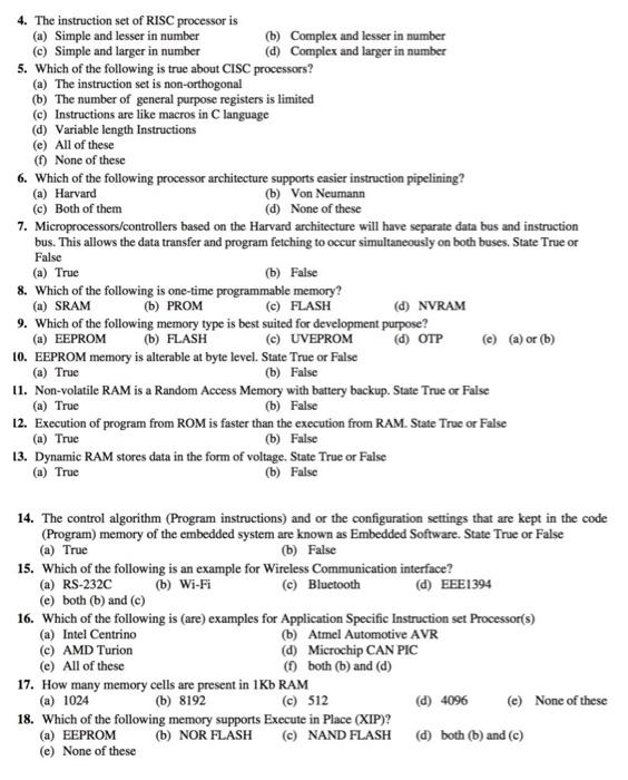 Solved 4. The instruction set of RISC processor is (a) | Chegg.com