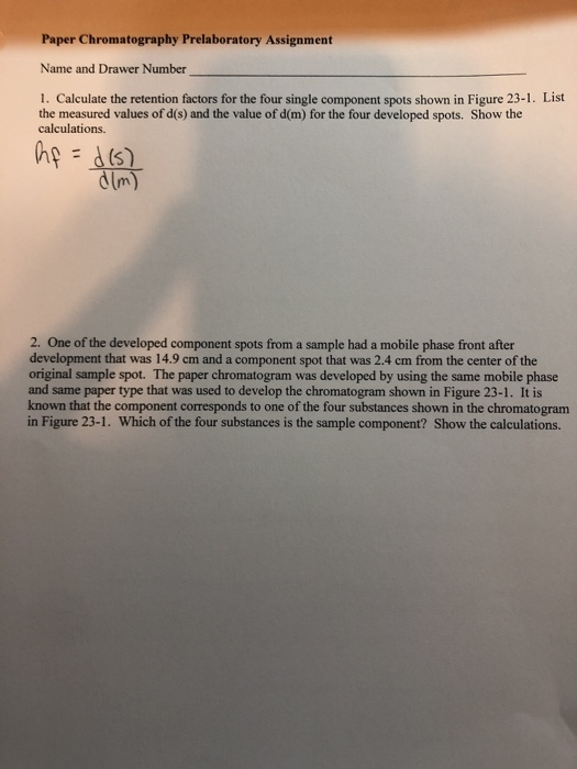 EXPERIMENT 23: PAPER CHROMATOGRAPHY Introduction | Chegg.com