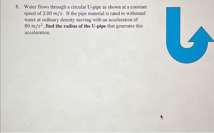 Solved 8. Water flows through a circular U-pipe as shown at | Chegg.com