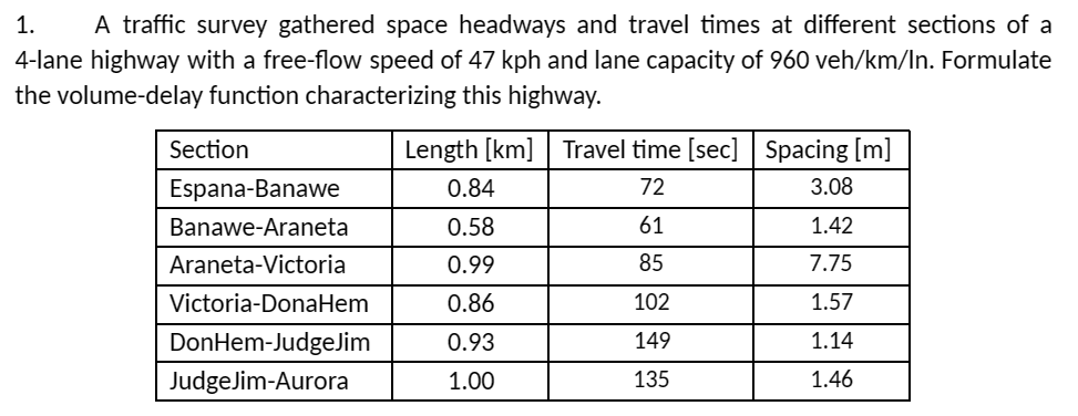 Solved A traffic survey gathered space headways and travel | Chegg.com