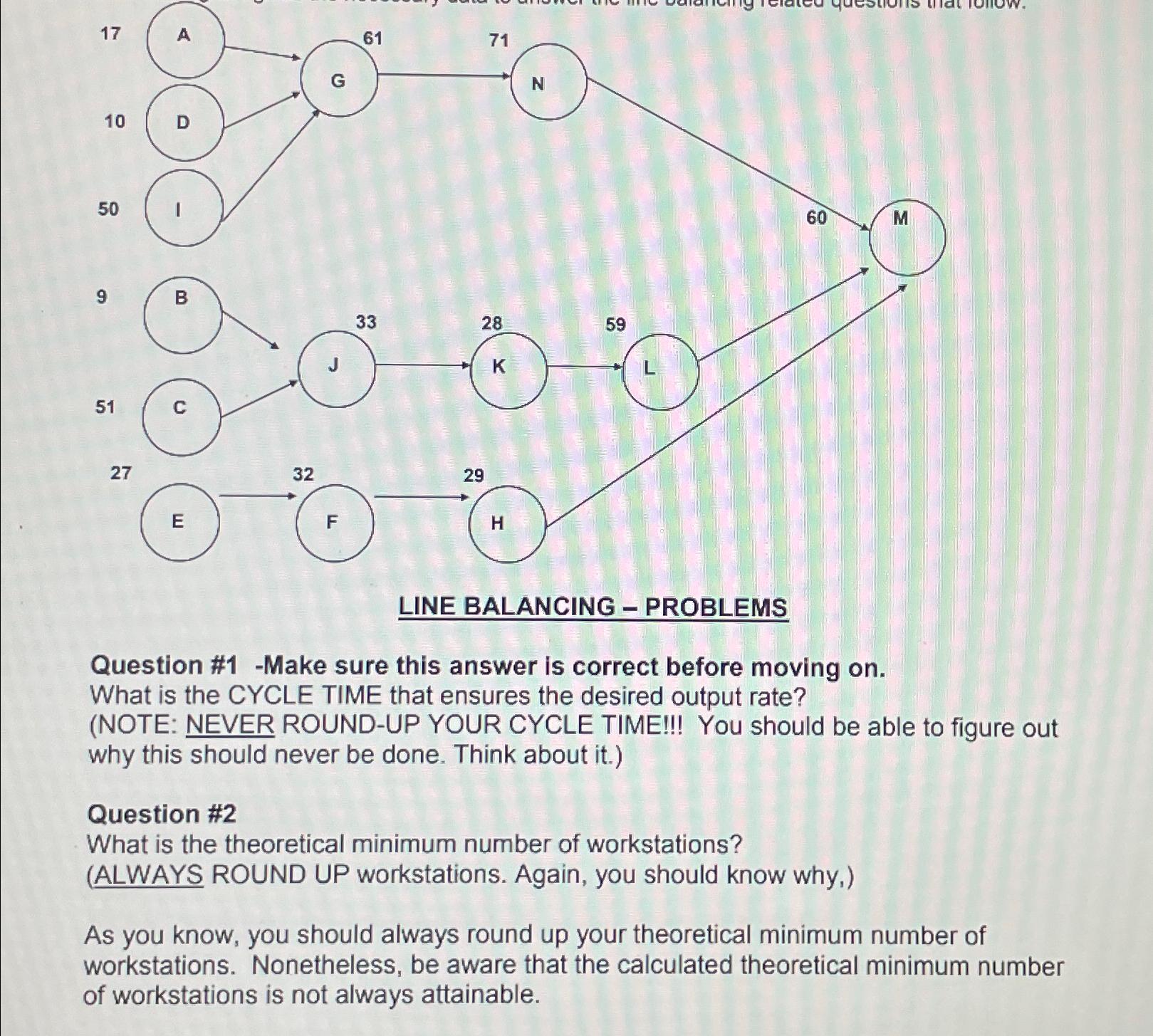 Solved LINE BALANCING - ﻿PROBLEMSQuestion #1 -Make sure this | Chegg.com