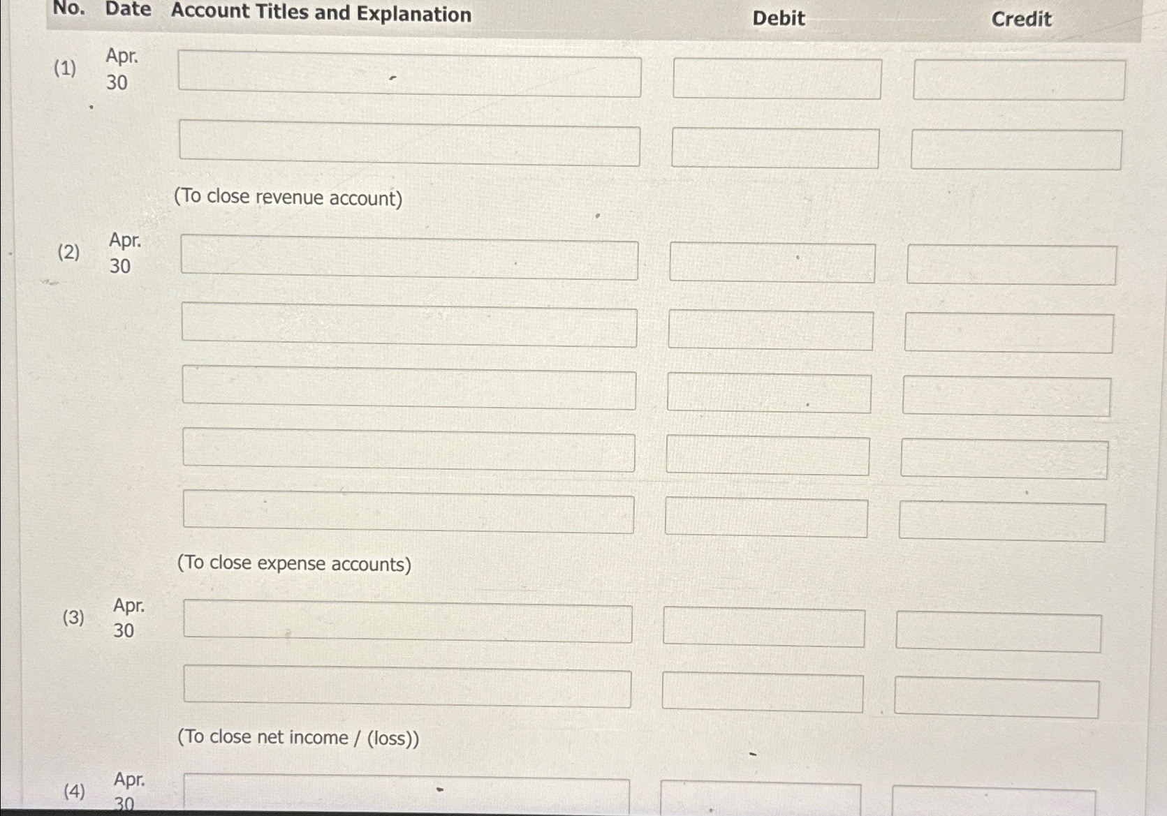 No. ﻿Date Account Titles and | Chegg.com