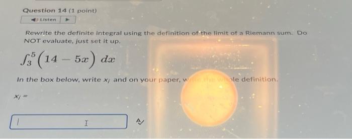 Solved Rewrite the definite integral using the definition of | Chegg.com