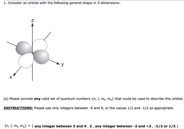 Solved 1. Consider an orbital with the following general | Chegg.com