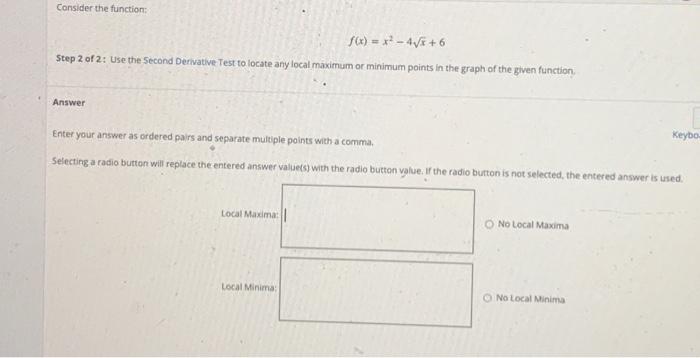 Solved Consider the function: f(x)=x2−4x+6 Step 2 of 2: Use | Chegg.com