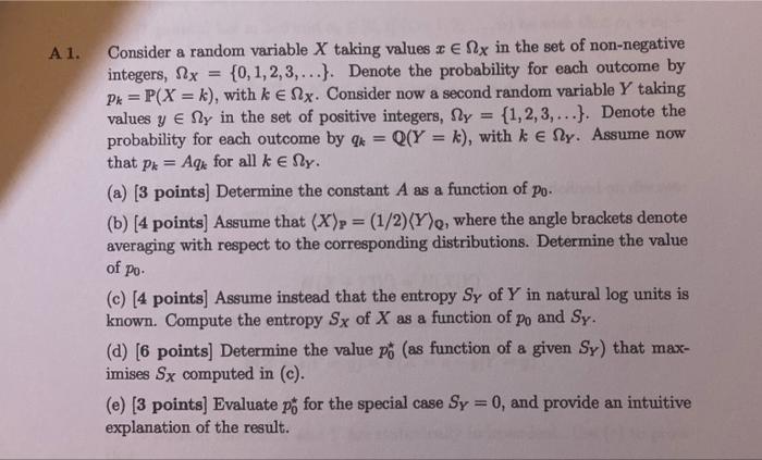 Solved A1. a Consider a random variable X taking values Elx | Chegg.com