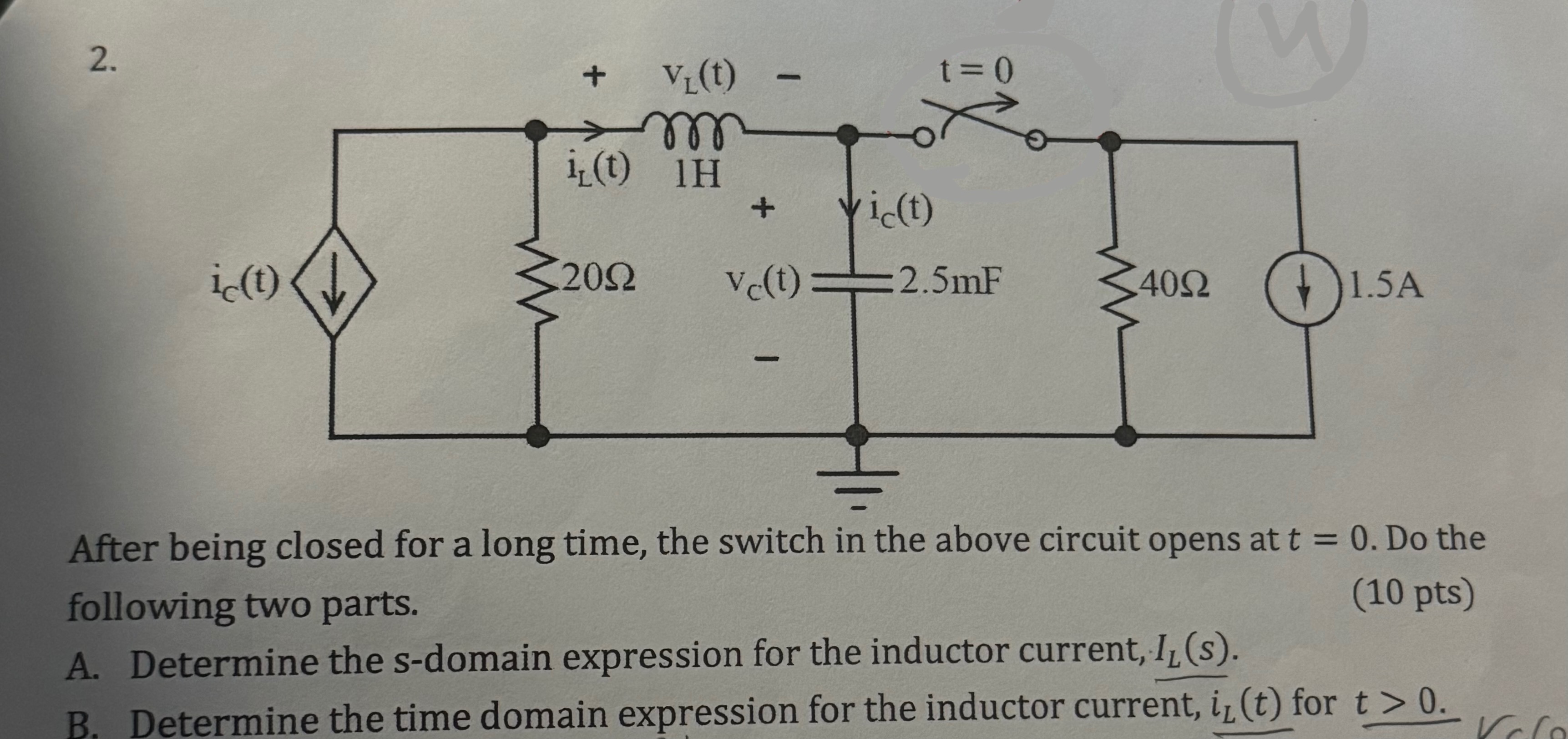 Solved After being closed for a long time, the switch in | Chegg.com
