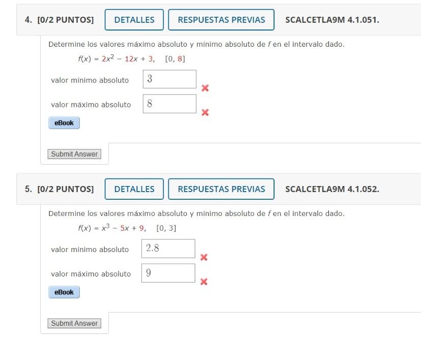 Solved PUNTOS]SCALCETLA9M 4.1.051.Determine los valores | Chegg.com