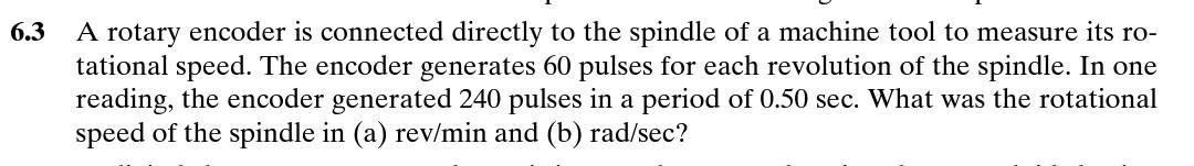 Solved 6.3 A rotary encoder is connected directly to the | Chegg.com