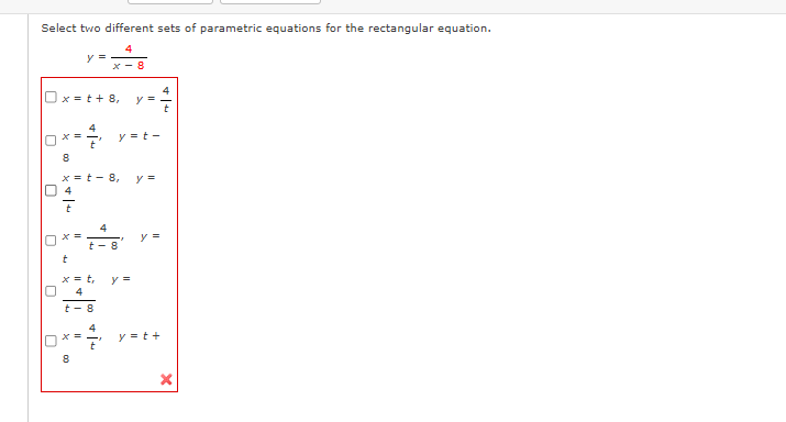Select two different sets of ﻿parametric equations | Chegg.com
