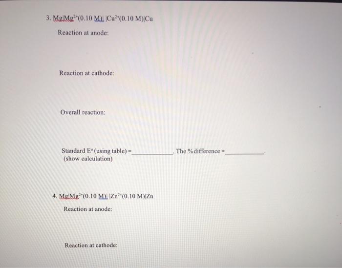 Solved 3. MeMe?"(0.10 Ml Cu?"(0.10 M) Cu Reaction at anode: | Chegg.com