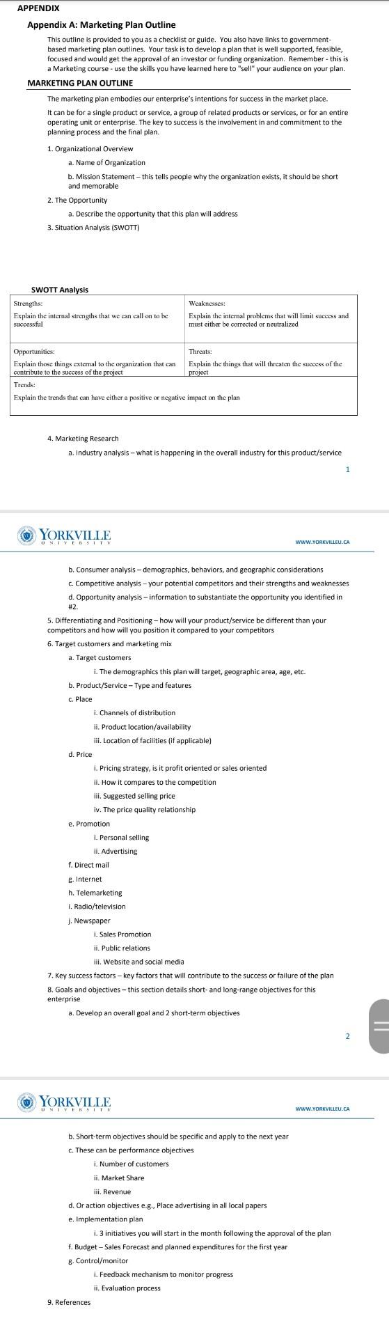 Solved APPENDIX Appendix A: Marketing Plan Outline This | Chegg.com