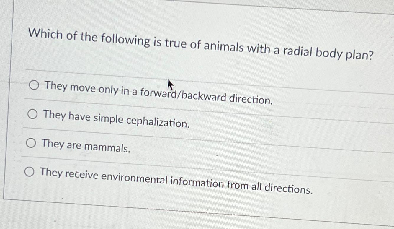 Solved Which of the following is true of animals with a | Chegg.com