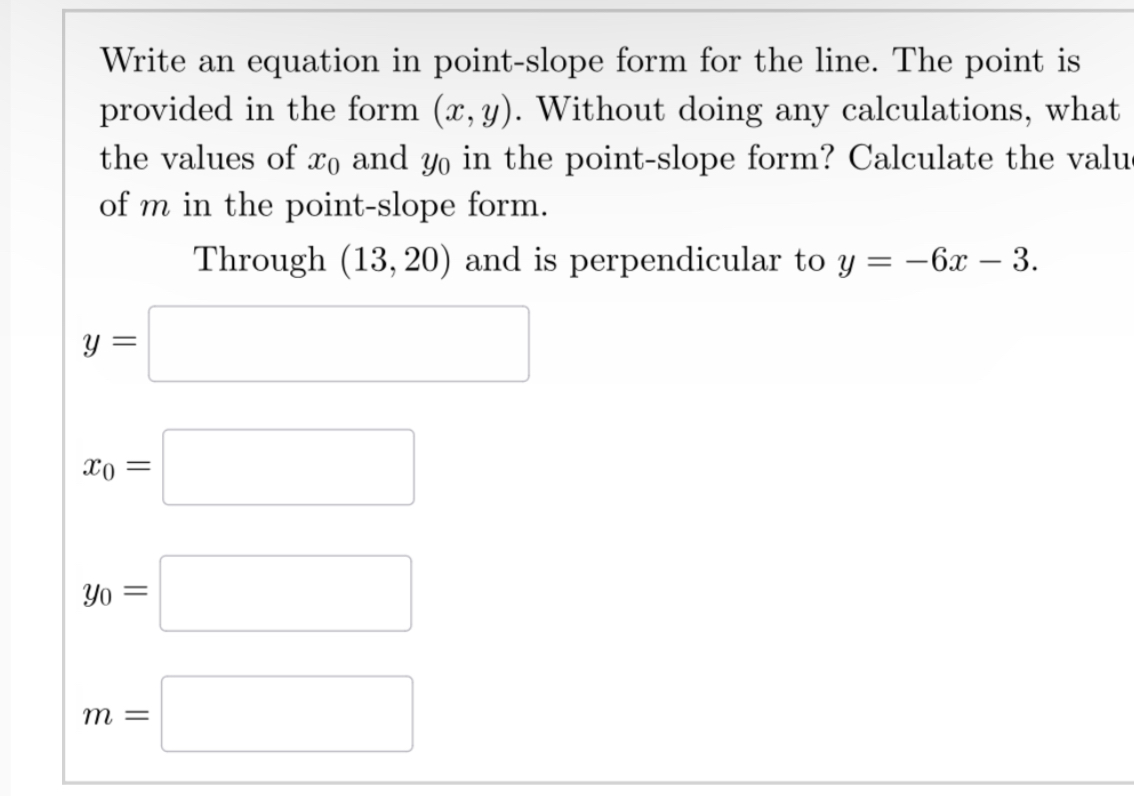 Solved Write an equation in point-slope form for the line. | Chegg.com
