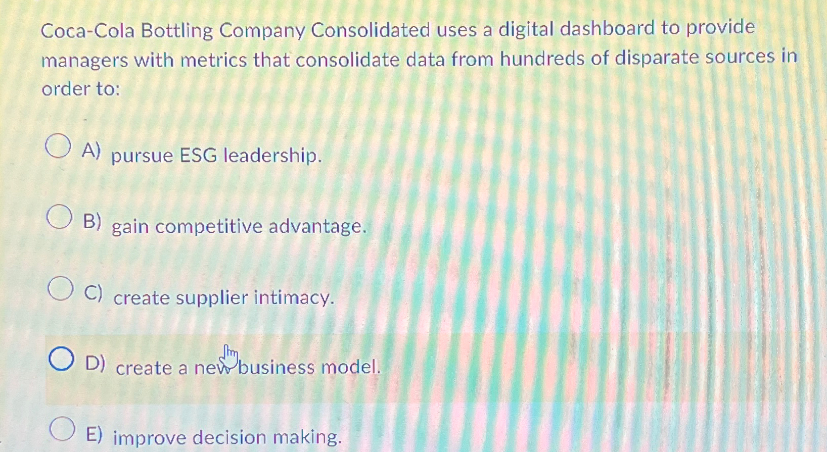 Solved Coca-Cola Bottling Company Consolidated uses a | Chegg.com