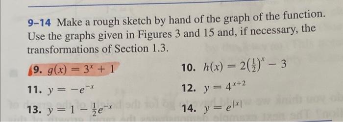 Solved 9-14 Make a rough sketch by hand of the graph of the | Chegg.com