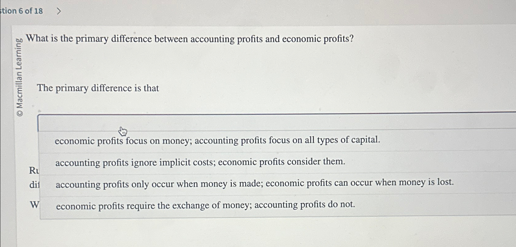 Solved tion 6 ﻿of 18What is the primary difference between | Chegg.com