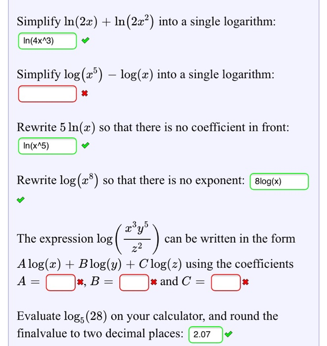 Solved Simplify In(2x) + In (2x²) into a single logarithm: | Chegg.com