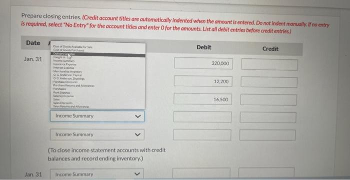 Solved Prepare closing entries. (Credit account titles are | Chegg.com
