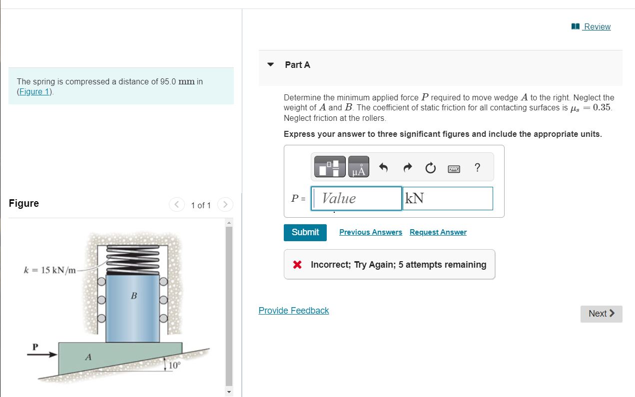 Solved The spring is compressed a distance of 95.0mm | Chegg.com