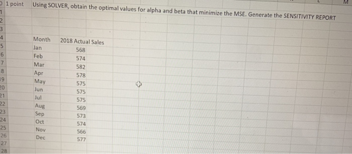 1 point Using SOLVER, obtain the optimal values for | Chegg.com