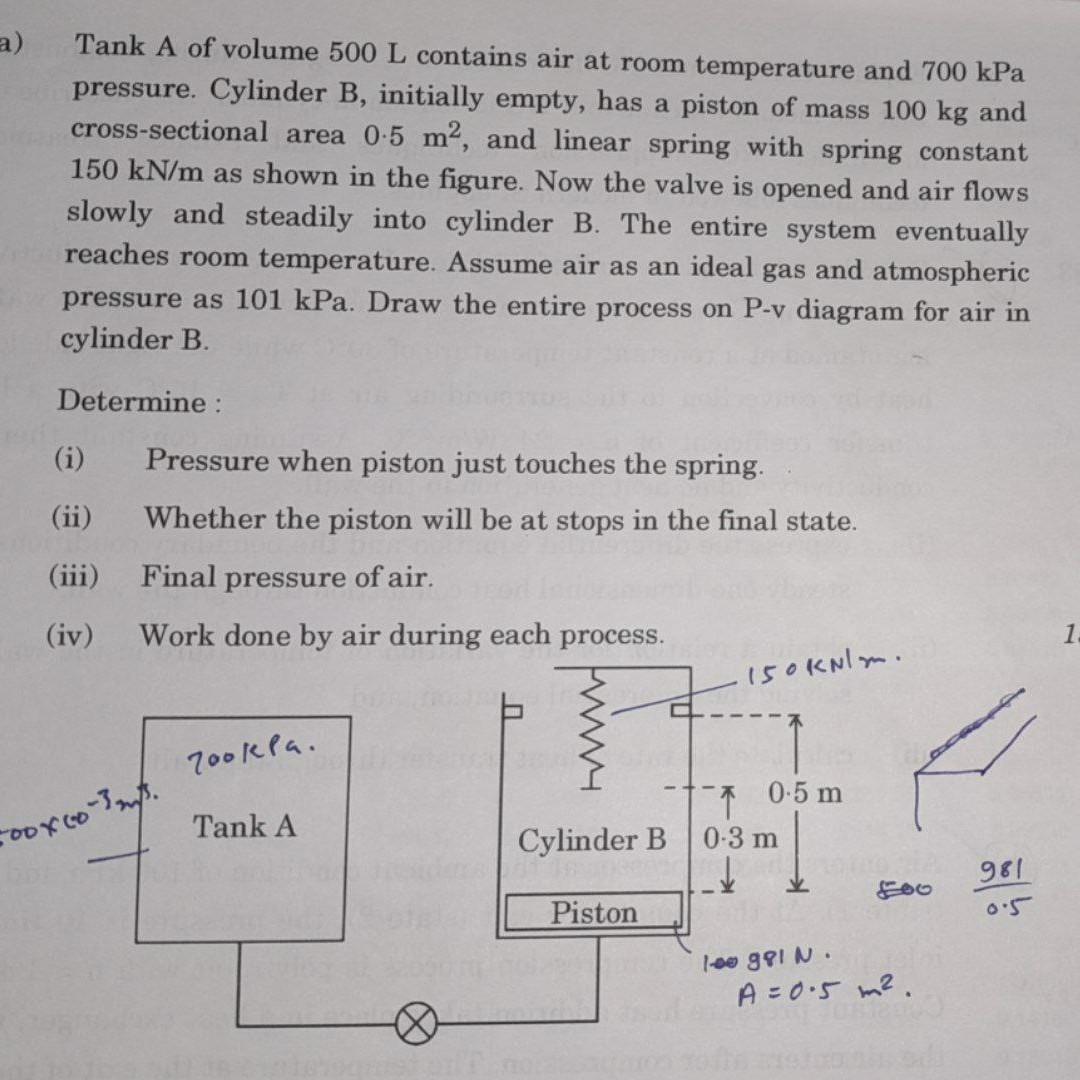 Tank A of volume 500 L contains air at room | Chegg.com
