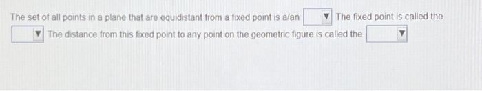 Solved The set of all points in a plane that are equidistant | Chegg.com