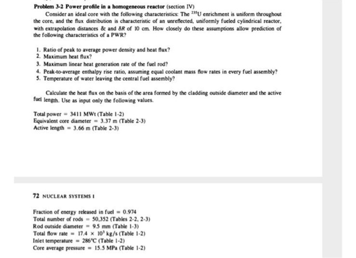 Problem 3-2 Power profile in a homogeneous reactor | Chegg.com