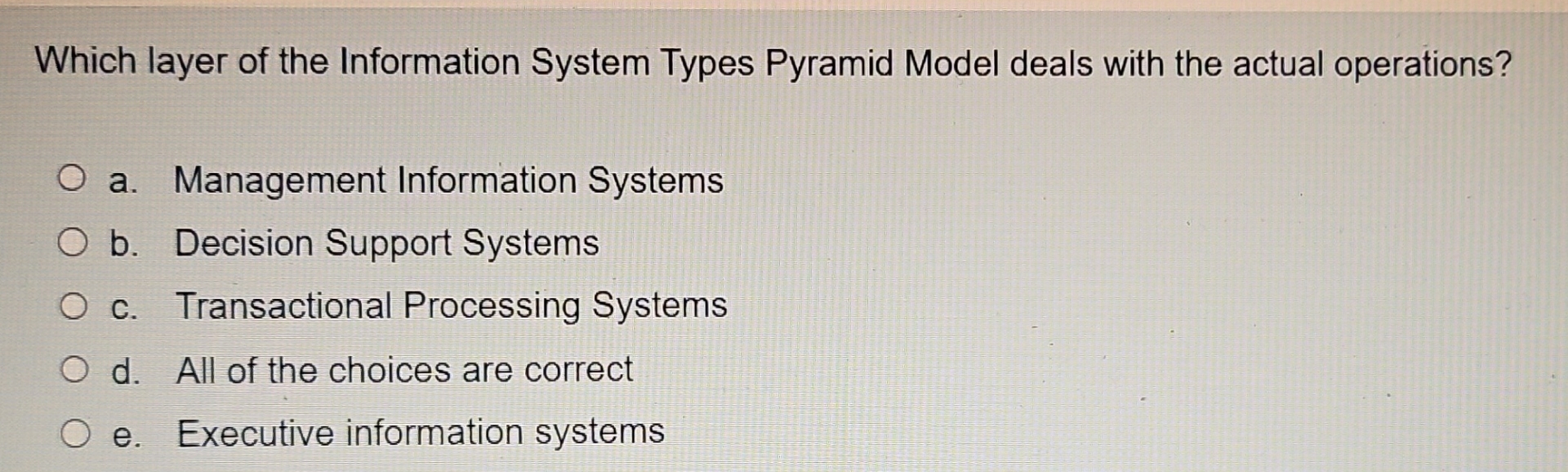Solved Which layer of the Information System Types Pyramid | Chegg.com