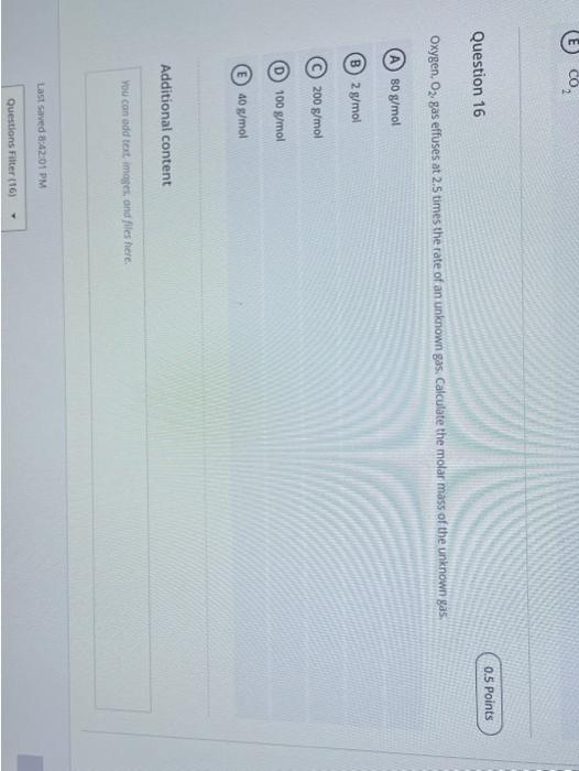 Solved Oxygen, O2. gas effuses at 2.5 times the rate of an | Chegg.com Solved Oxygen, O2. gas effuses at 2.5 times the rate of an | Chegg.com