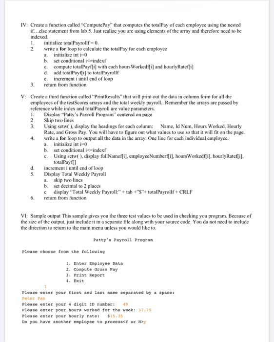Solved Final Program: Patty's Payroll specification Write a | Chegg.com