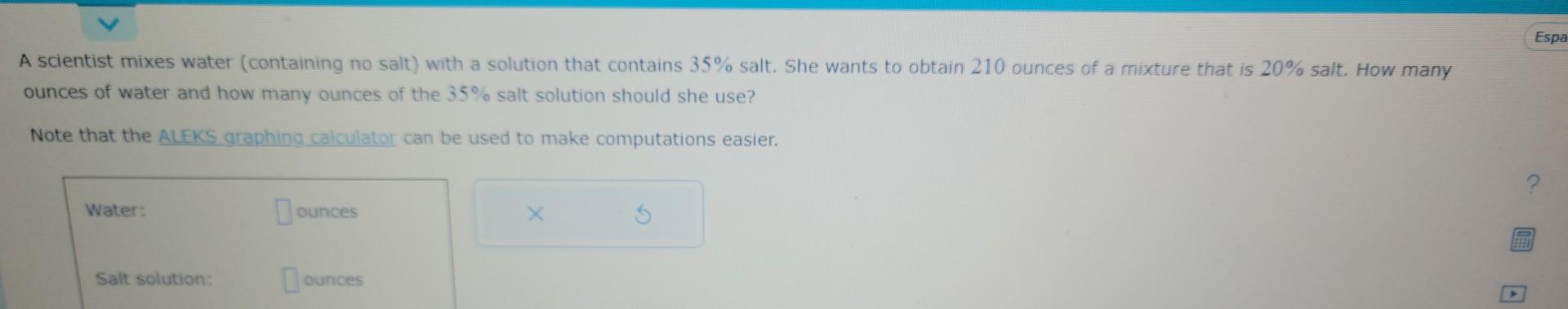 Solved A scientist mixes water (containing no salt) with a | Chegg.com