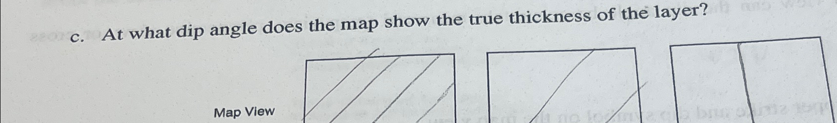 Solved c. ﻿At what dip angle does the map show the true | Chegg.com
