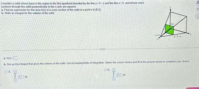 Solved Consider a solid whose base is the region in the | Chegg.com