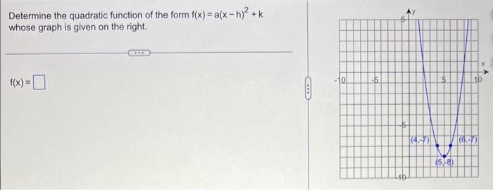 Solved Determine the quadratic function of the form | Chegg.com