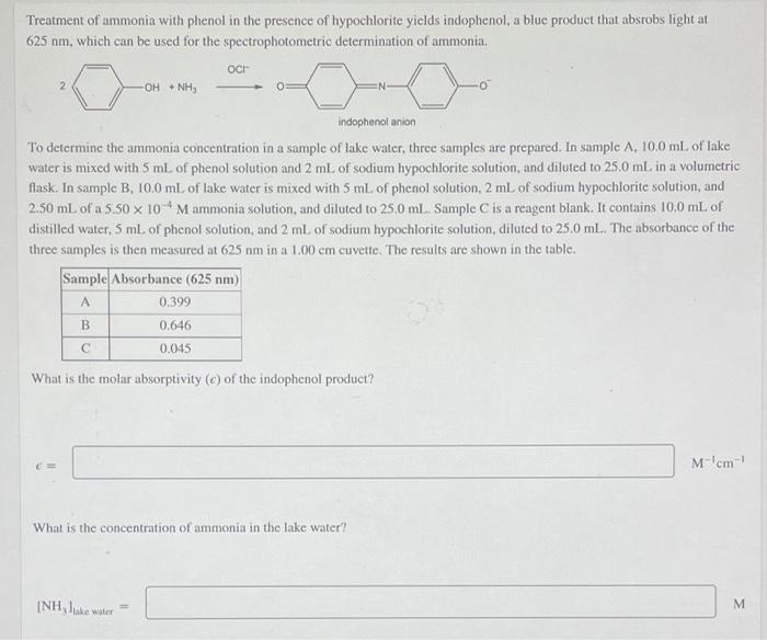 Solved Treatment of ammonia with phenol in the presence of | Chegg.com