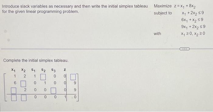 Solved Introduce slack variables as necessary and then write | Chegg.com