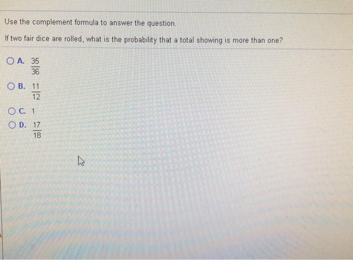 Solved Use the complement formula to answer the question If | Chegg.com