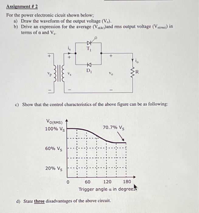 Solved Assignment #2 For the power electronic cicuit shown | Chegg.com
