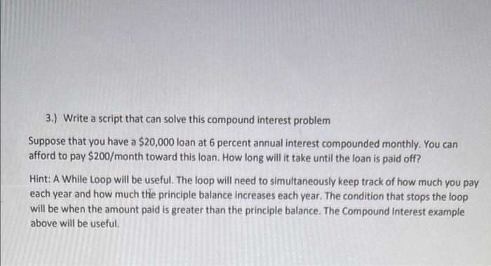 Solved 3.) Write a script that can solve this compound | Chegg.com
