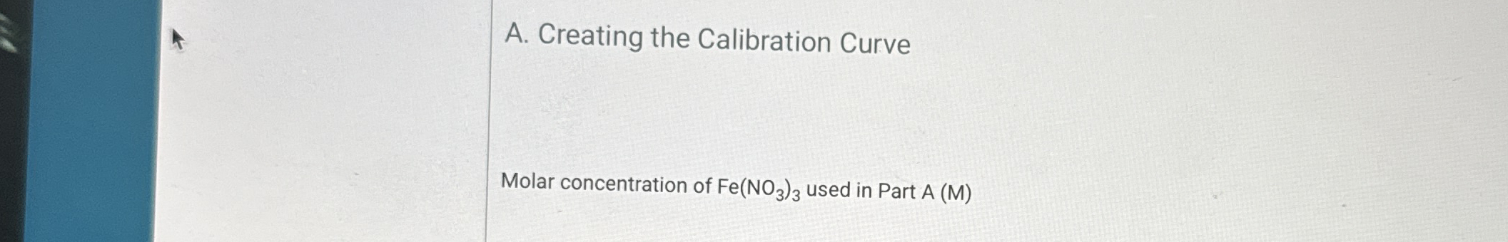 Solved A. ﻿Creating the Calibration CurveMolar concentration | Chegg.com