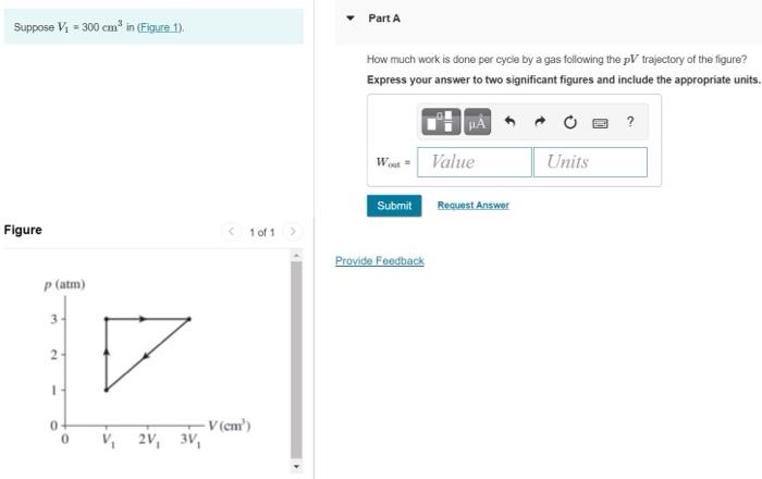 Solved Suppose V1 = 300 cm in (Figure 1). Part A How much | Chegg.com