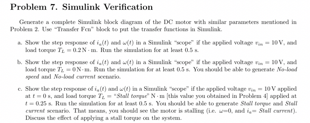Solved Problem 7. ﻿Simulink VerificationGenerate a complete | Chegg.com