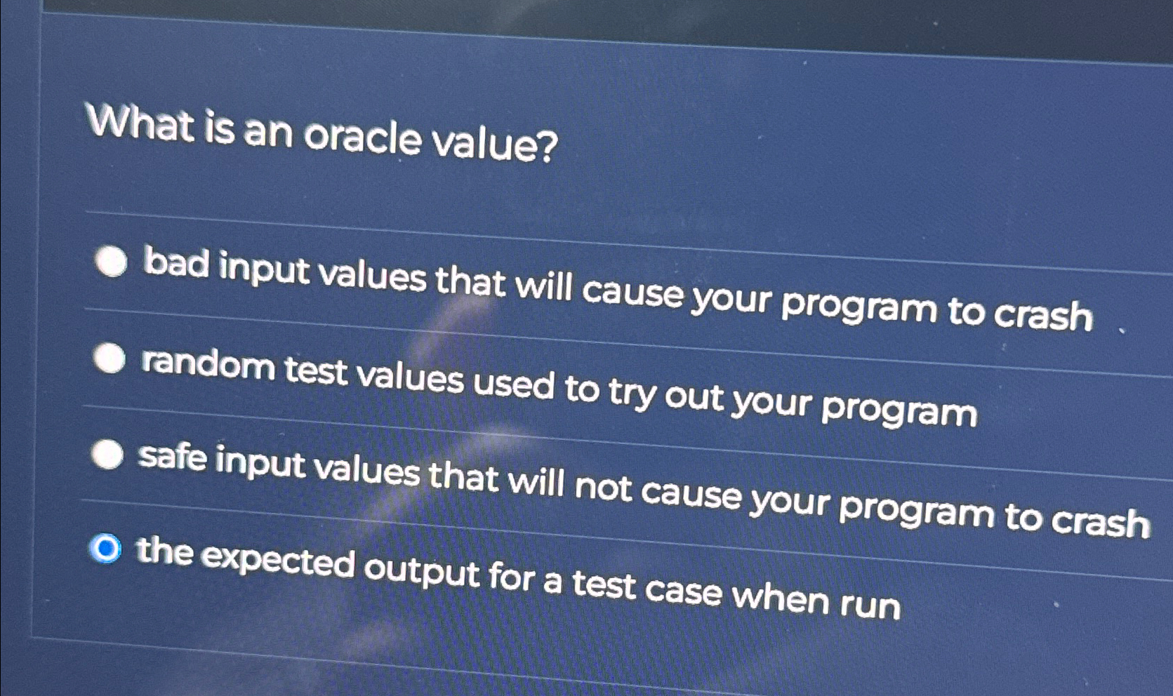 Solved What is an oracle value?bad input values that will | Chegg.com
