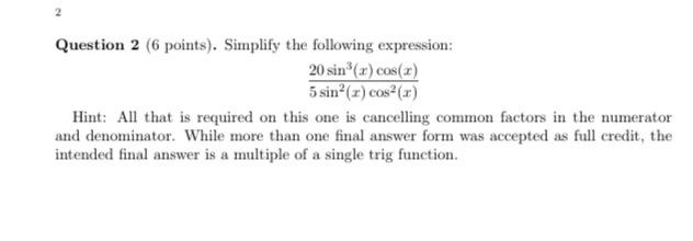 Solved Question 5 (6 points). Complete the cofunction | Chegg.com