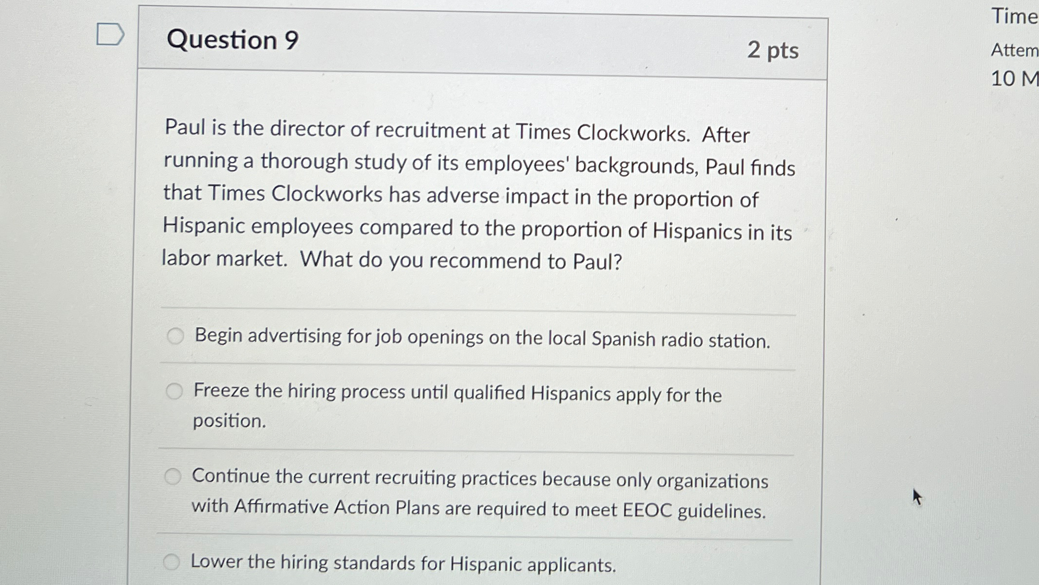 Solved Question 92 ﻿ptsPaul is the director of recruitment | Chegg.com