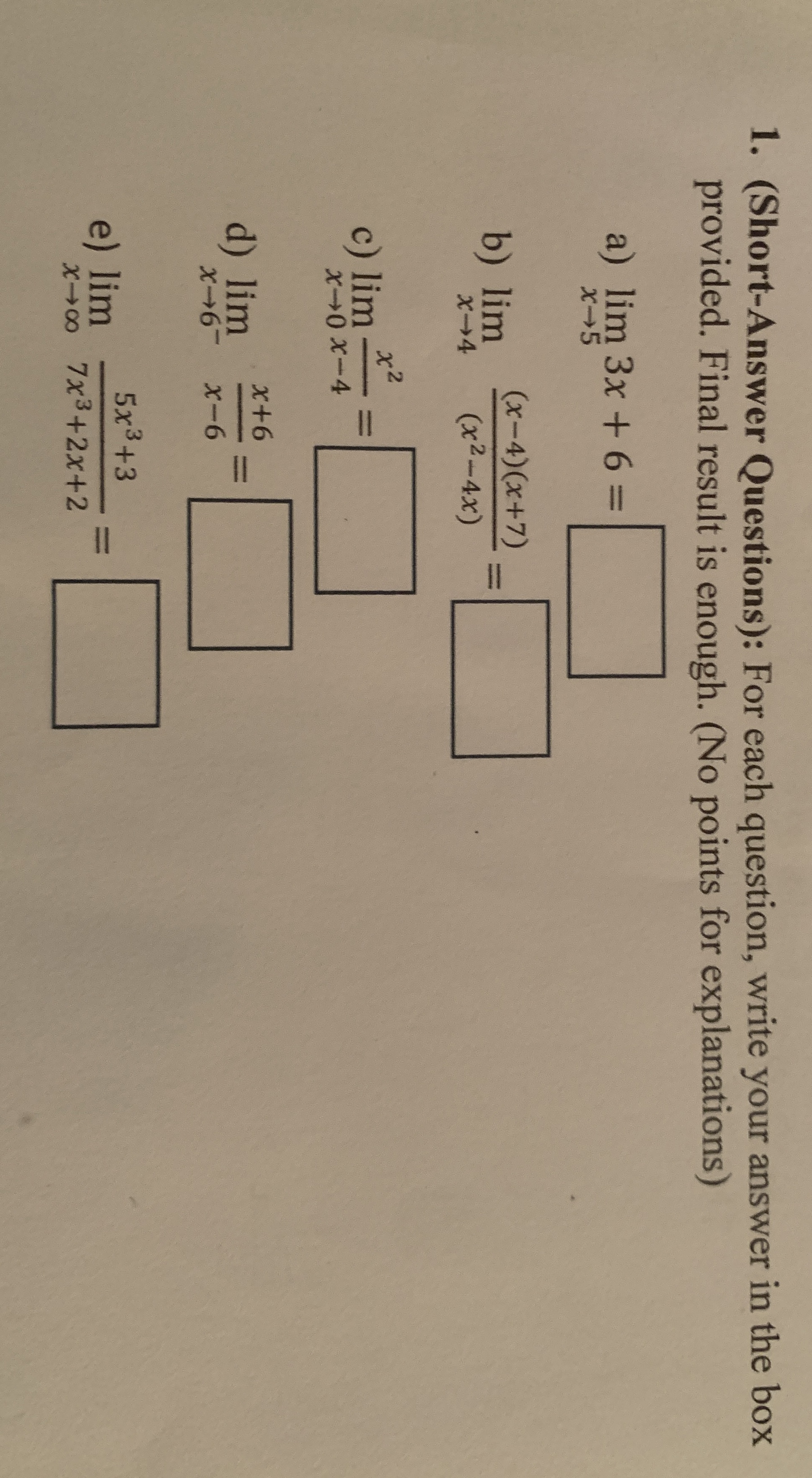 Solved (Short-Answer Questions): For each question, write | Chegg.com