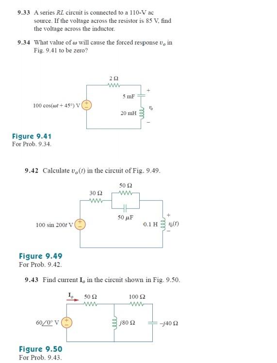 Solved 9.33 A series RL circuit is connected to a 110−V ac | Chegg.com
