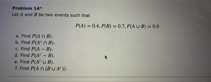 Solved Problem 14* Let A and B be two events such that | Chegg.com