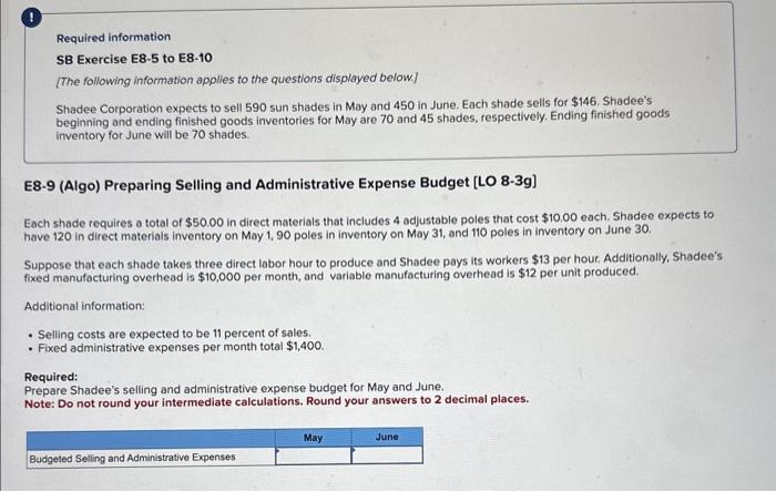 Solved Required information SB Exercise E8-5 to E8-10 [The | Chegg.com